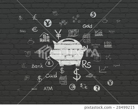Currency concept: Money Box on wall background - Stock Illustration ...
