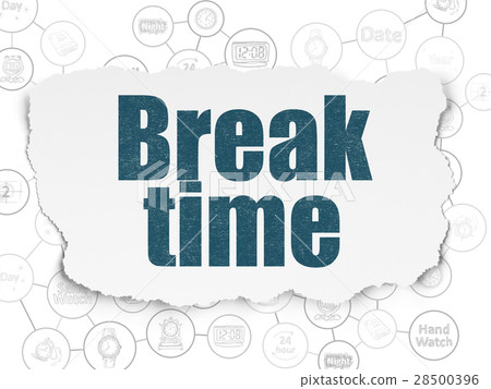 Time concept: Break Time on Torn Paper background - Stock Illustration ...