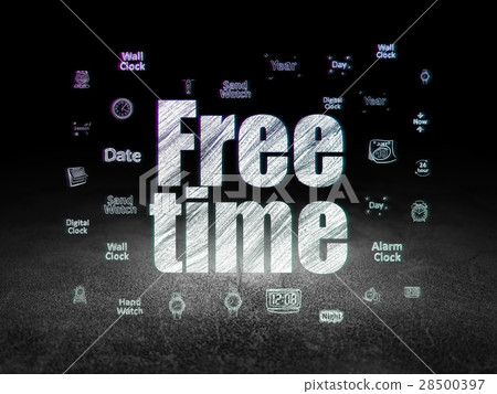 Timeline concept: Free Time in grunge dark room - Stock Illustration ...