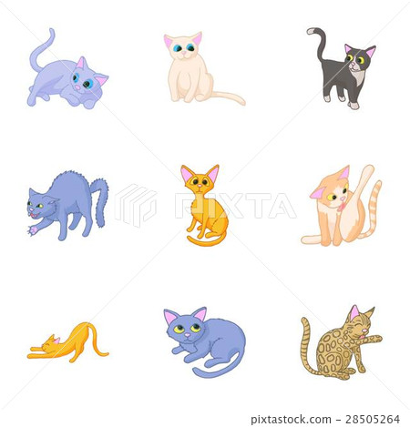 Cat family icons set, cartoon style - Stock Illustration [28505264] - PIXTA