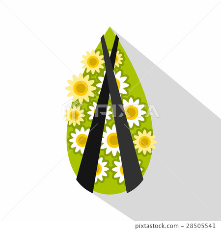Memorial wreath icon, flat style - Stock Illustration [28505541] - PIXTA