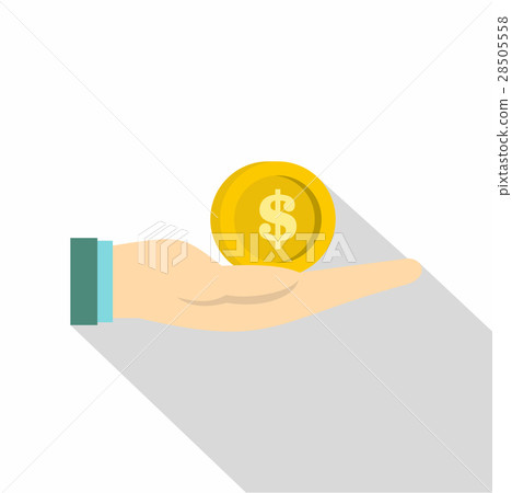 Dollar in hand icon, flat style - Stock Illustration [28505558] - PIXTA