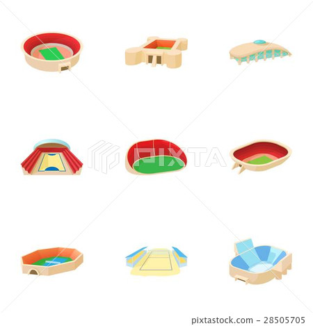 Sports complex icons set, cartoon style - Stock Illustration [28505705 ...