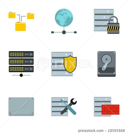 Computer setup icons set, flat style - Stock Illustration [28505888 ...