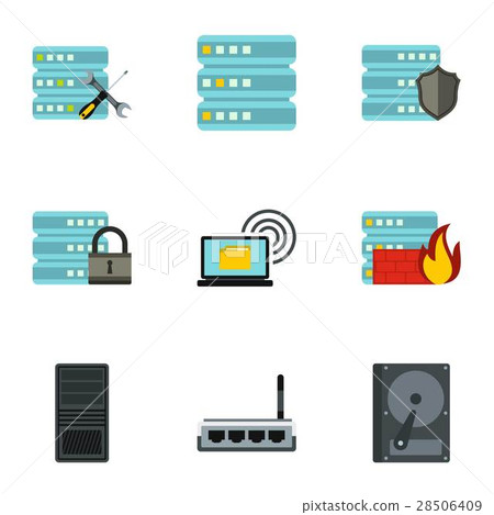 Data icons set, flat style - Stock Illustration [28506409] - PIXTA