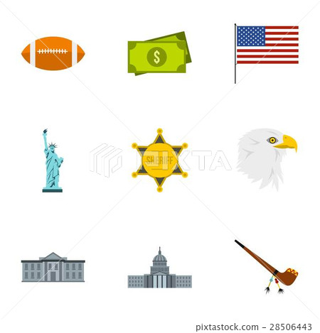 Country USA icons set, flat style - Stock Illustration [28506443] - PIXTA