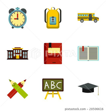 Children education icons set, flat style - Stock Illustration [28506616 ...