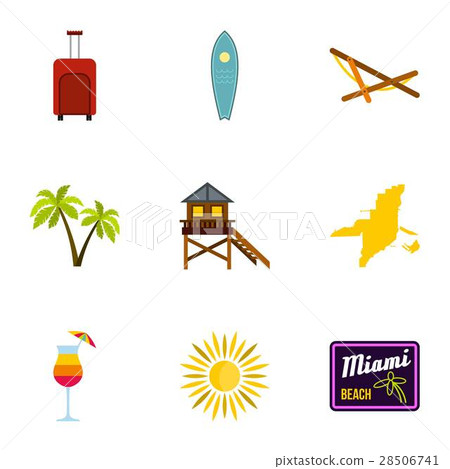 City Miami icons set, flat style - Stock Illustration [28506741] - PIXTA