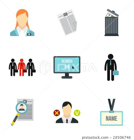 Staffing agency icons set, flat style - Stock Illustration [28506746 ...