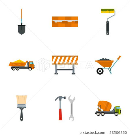 Building tools icons set, flat style - Stock Illustration [28506860 ...