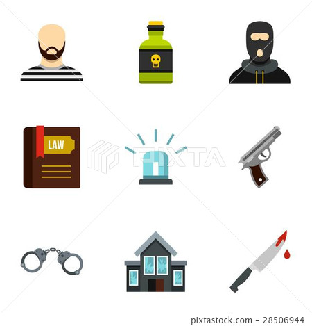 Robbery icons set, flat style - Stock Illustration [28506944] - PIXTA