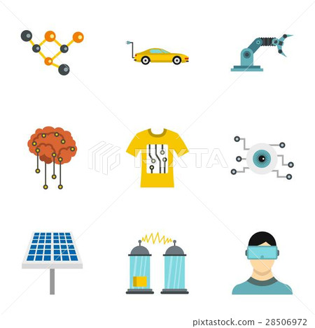 Computer latest devices icons set, flat style - Stock Illustration ...