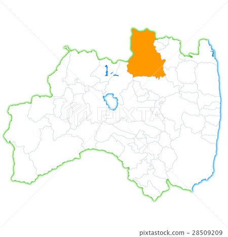 Fukushima City and Fukushima Prefecture Map - Stock Illustration ...