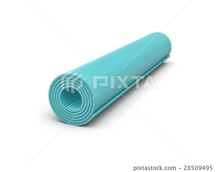 3d rendering of light blue yoga mat for exercise - Stock Illustration ...