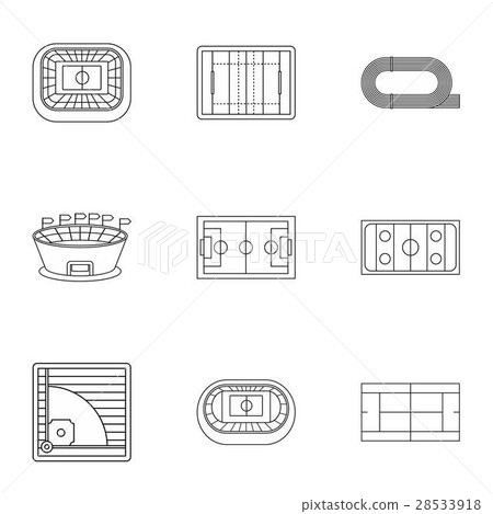 Sports complex icons set, outline style - Stock Illustration [28533918 ...