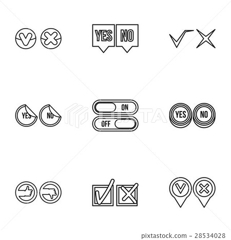 Yes no choice icons set, outline style - Stock Illustration [28534028 ...