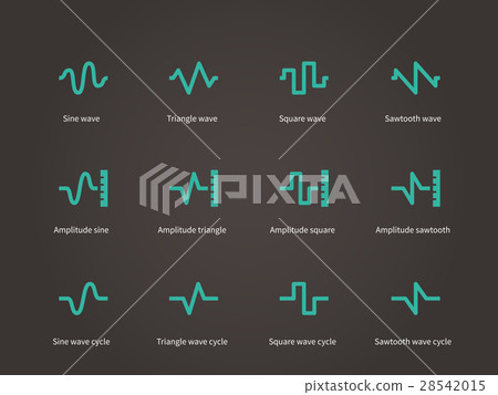 Voice. sound and music compression types icons set - Stock Illustration ...