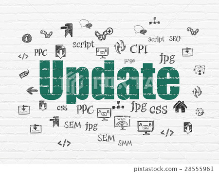 Web design concept: Update on wall background - Stock Illustration ...