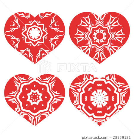 Romantic Red Heart Set - Stock Illustration [28559121] - PIXTA