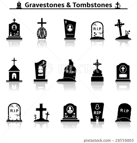 Gravestones and tombstones icons - Stock Illustration [28559803] - PIXTA