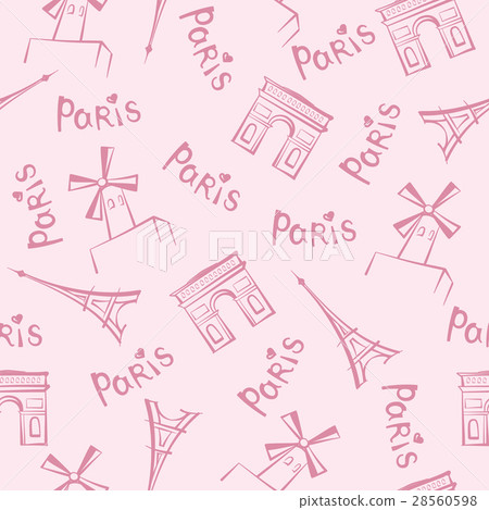 Paris city pattern. Travel France tile background - Stock Illustration ...