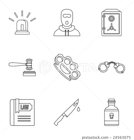Offense icons set, outline style - Stock Illustration [28563075] - PIXTA