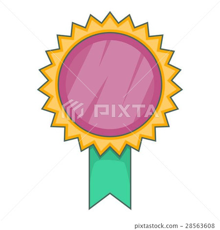Badge with ribbon icon, cartoon style - Stock Illustration [28563608 ...