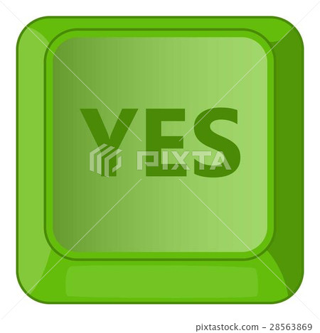 Yes green button icon, cartoon style - Stock Illustration [28563869 ...