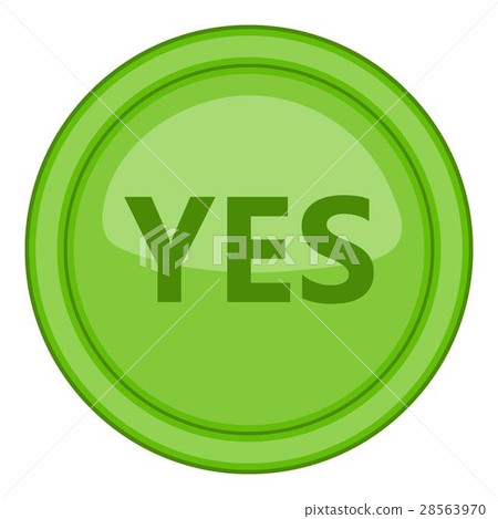 Yes green circle button icon, cartoon style - Stock Illustration ...