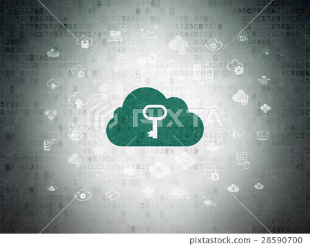 Cloud technology concept: Cloud With Key on - Stock Illustration ...