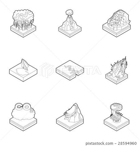 Natural occurrence icons set, outline style - Stock Illustration ...