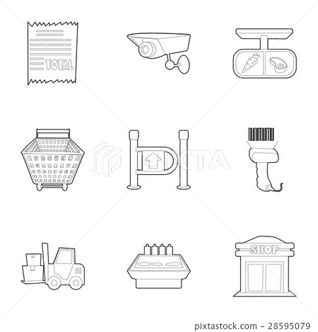 Store icons set, outline style - Stock Illustration [28595079] - PIXTA