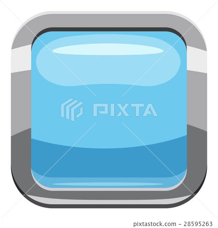 Light blue square button icon, cartoon style - Stock Illustration ...