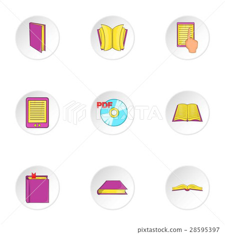 Education book icons set, cartoon style - Stock Illustration [28595397 ...