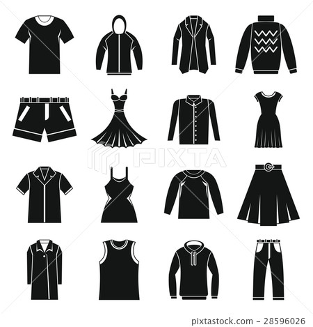 Different clothes icons set, simple style - Stock Illustration ...