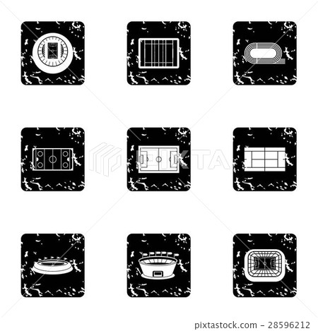 Sports complex icons set, grunge style - Stock Illustration [28596212 ...
