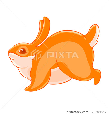 Cute cartoon red rabbit runs away. - Stock Illustration [28604357] - PIXTA