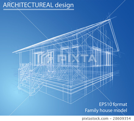 House wireframe structure. Vector - Stock Illustration [28609354] - PIXTA