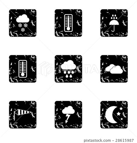 Weather outside icons set, grunge style - Stock Illustration [28615987 ...