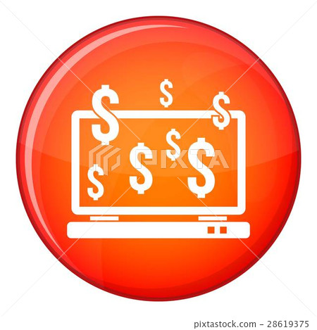 Computer monitor and dollar signs icon, flat style - Stock Illustration ...
