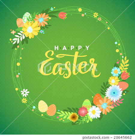 Happy Easter Calligraphy Greeting Card. Modern - Stock Illustration ...