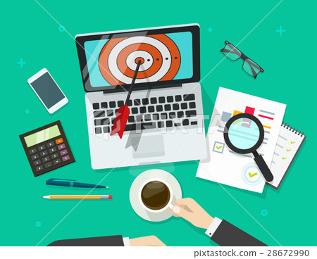 Successful business target, manager working on - Stock Illustration ...