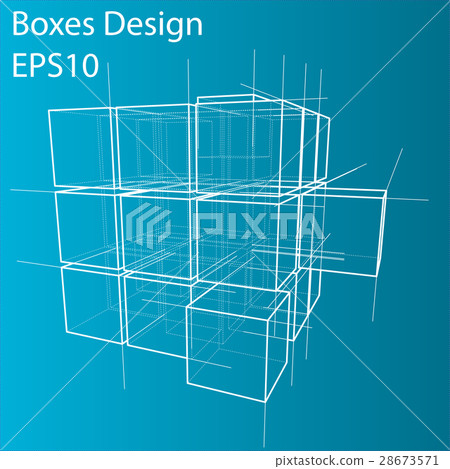Wireframe Boxes. Vector Illustration EPS10 - Stock Illustration ...