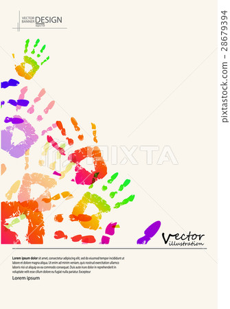 Colorful hands. Abstract border background. - Stock Illustration ...