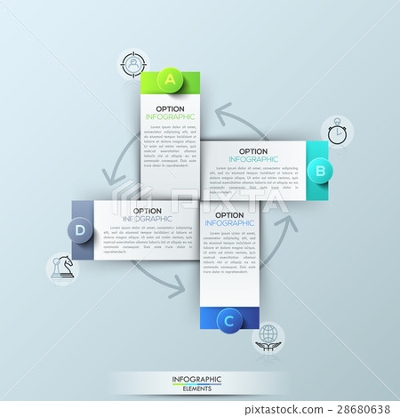 Infographic design template with 4 rectangular - Stock Illustration ...