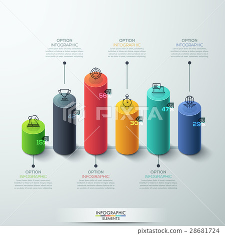 infographic template Modern cylinder bar chart - Stock Illustration ...