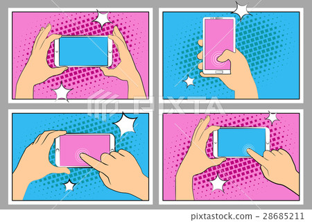 Comic smartphone phone with halftone shadows. - Stock Illustration ...