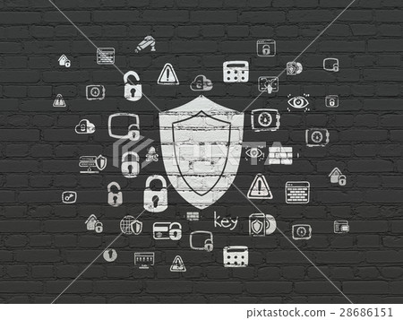 Protection concept: Shield on wall background - Stock Illustration ...