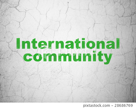 Political concept: International Community on wall - Stock Illustration ...