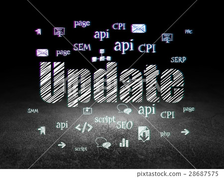 Web development concept: Update in grunge dark - Stock Illustration ...